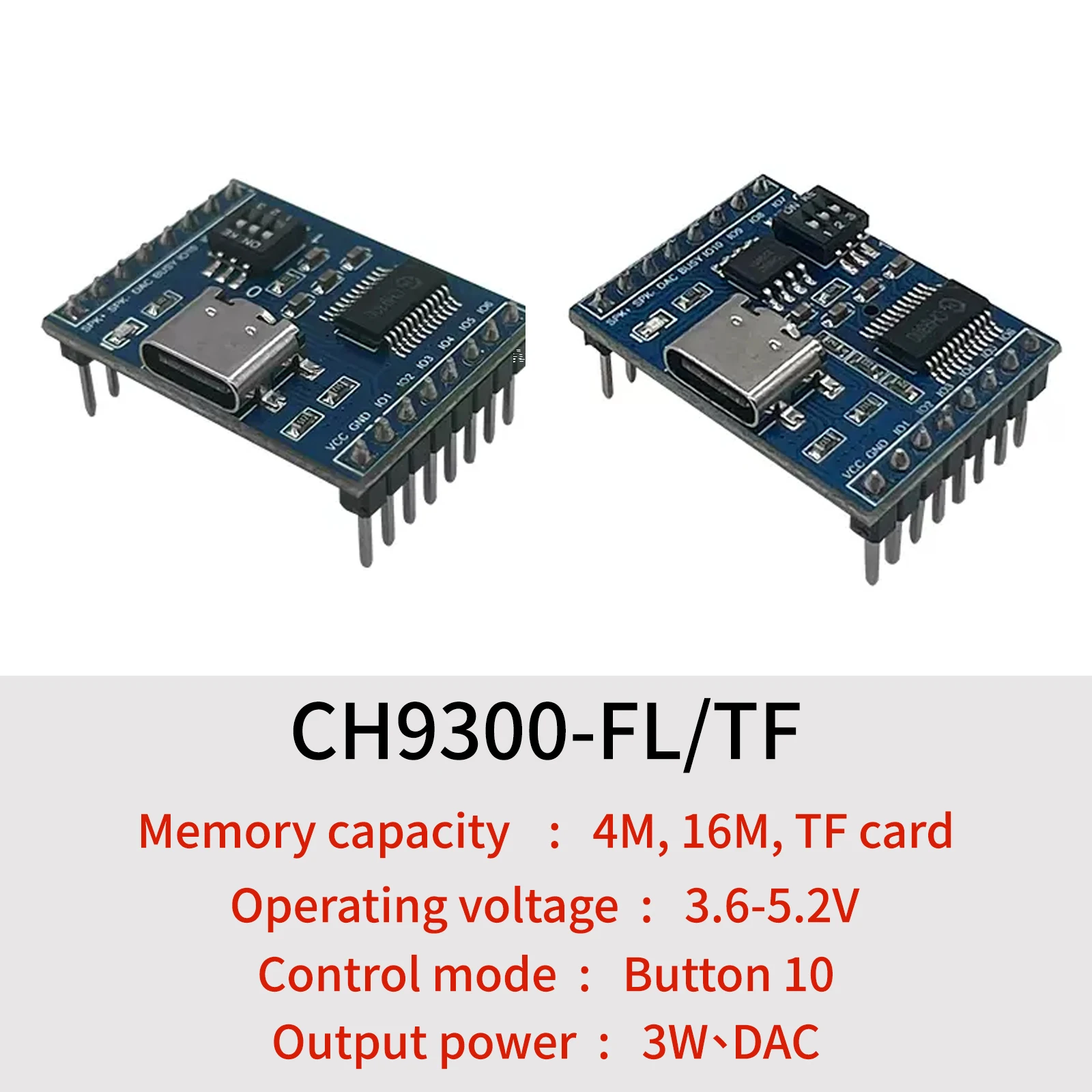 Voice-Playback-Module-CH9300-MP3-Player-Sound-Board-with-Speaker-4-16MB ...