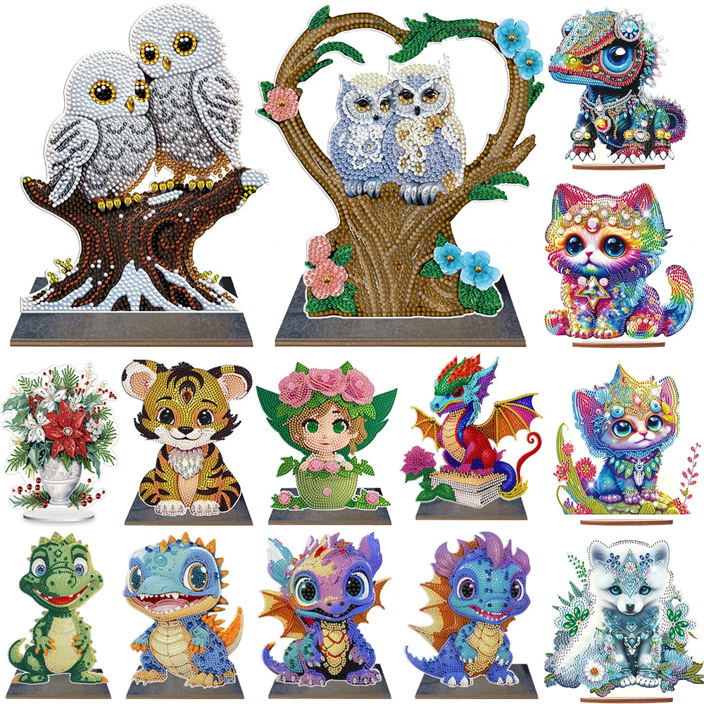 Wooden-Diamond-Art-Table-Decor-Tiger-Crystal-Painting-Desktop-Kit ...