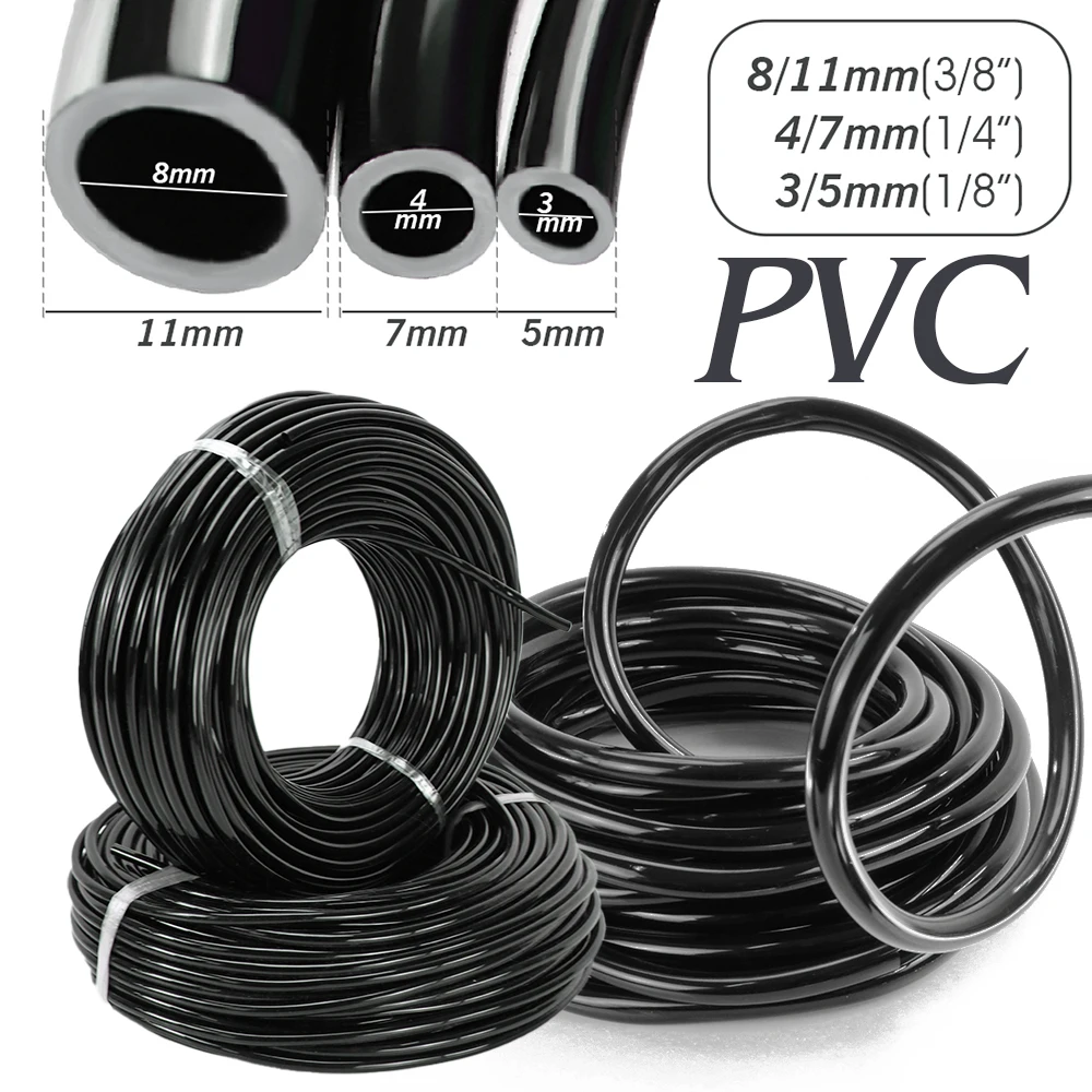 10M-100M 1/8'' 1/4'' 3/8'' PVC Garden Hose Black Micro Drip Irrigation ...