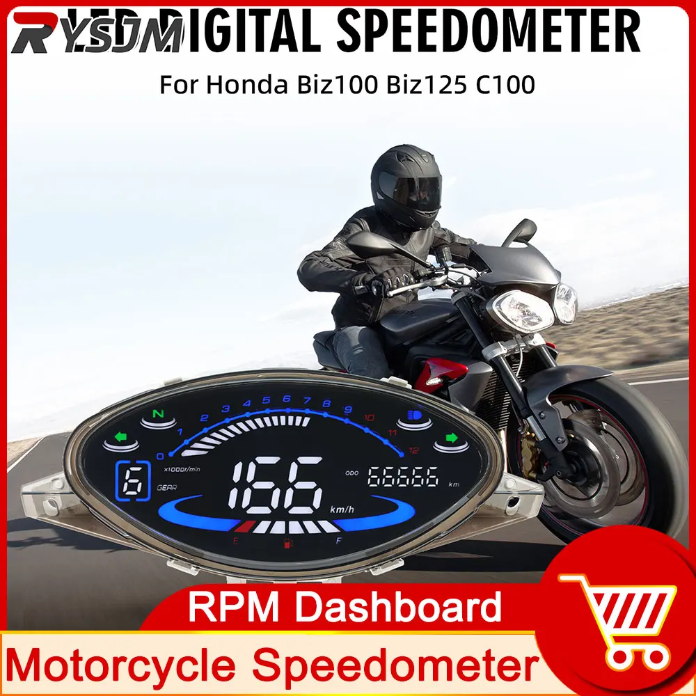 LED Digital Motorcycle Speedometer RPM Dashboard Instrument with Turn ...