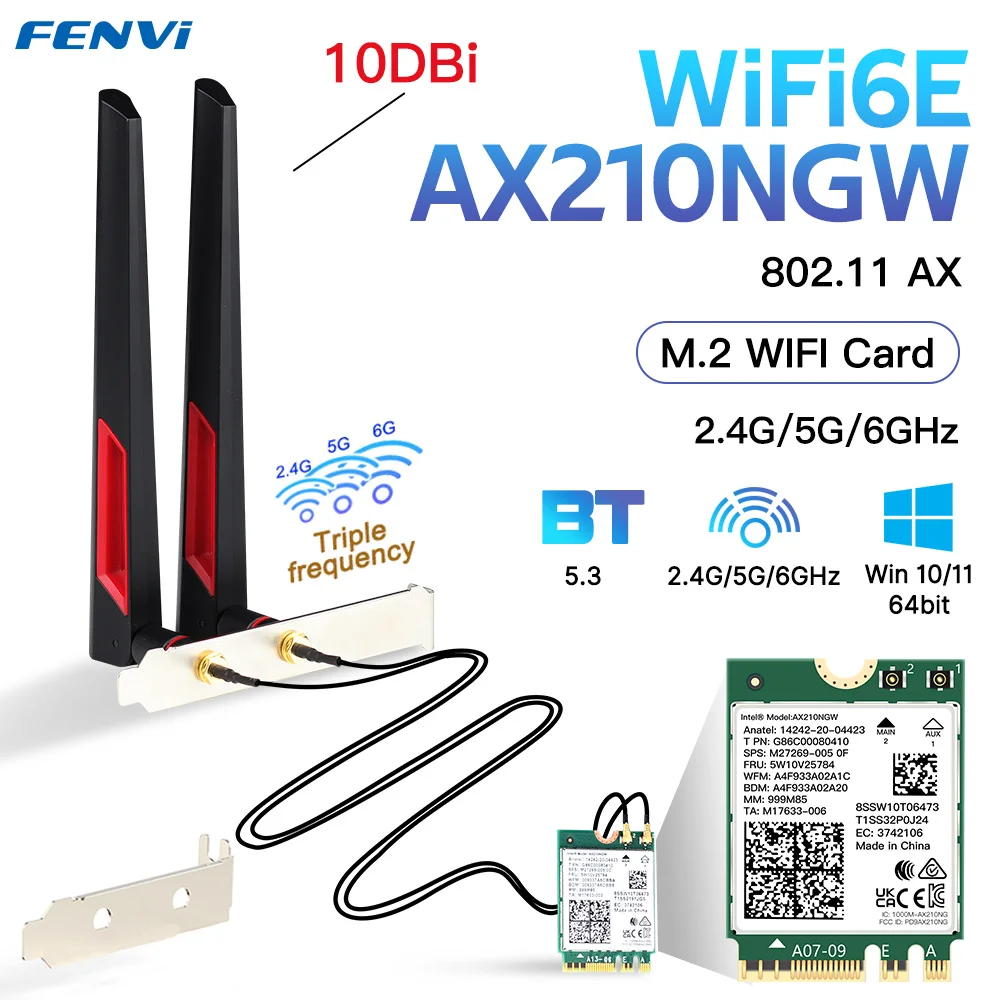 3000Mbps-Wi-Fi-6E-AX210-Desktop-Wireless-Card-Bluetooth-5-3-802-11ac-ax ...