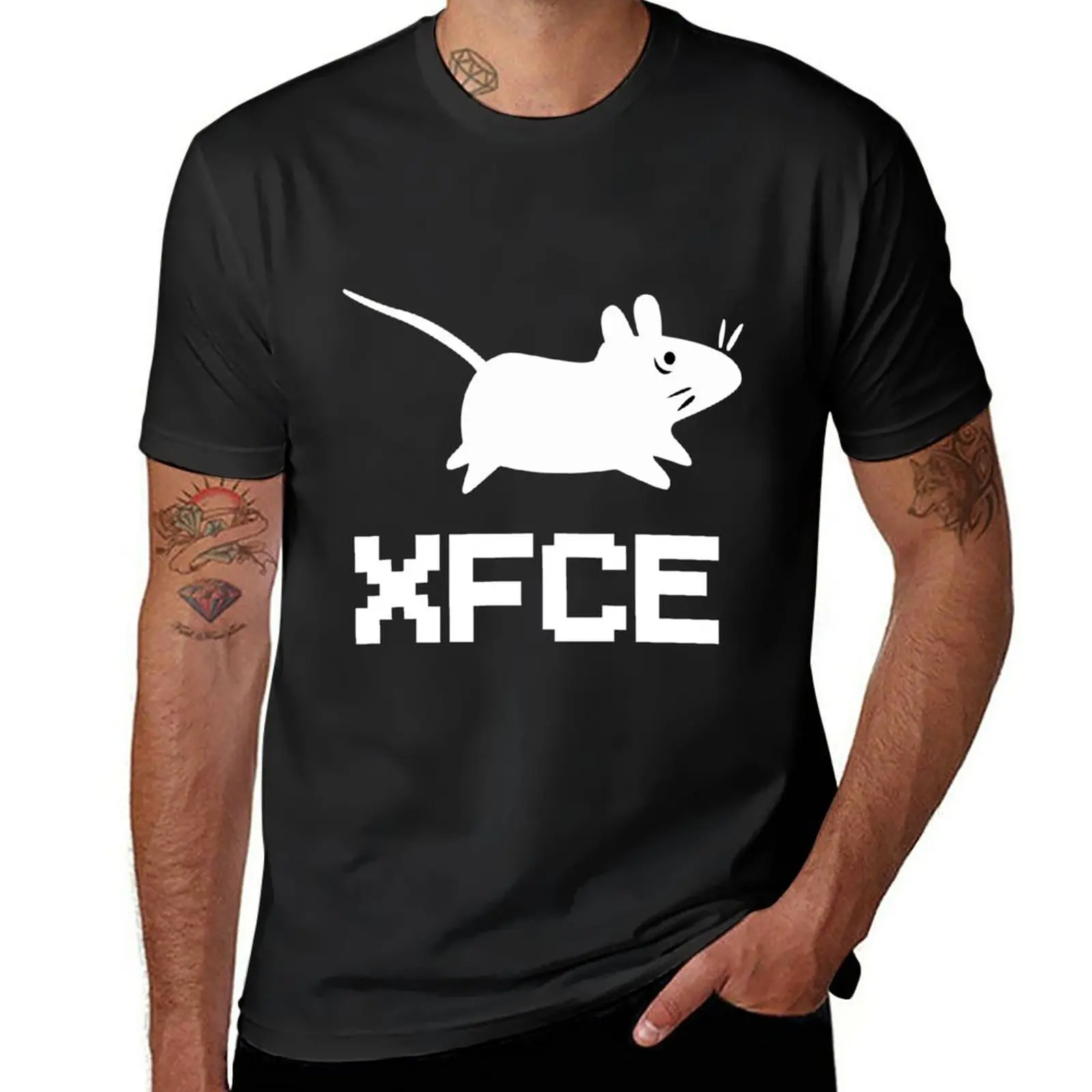 Camiseta-de-rat-n-con-logotipo-XFCE-para-hombre-camisa-negra-de-gran ...