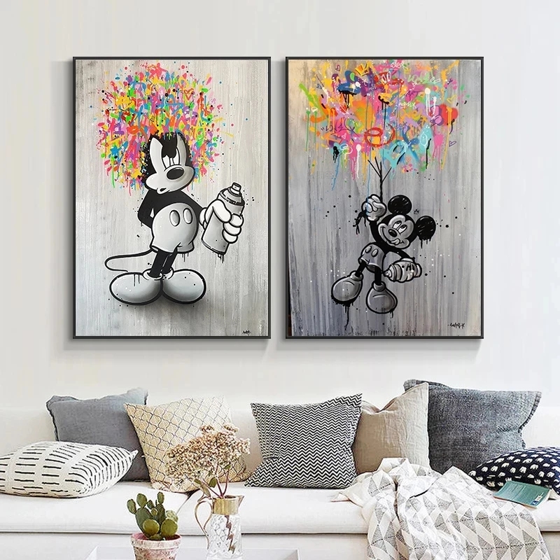 Disney Cartoon Mickey Mouse Graffiti Art Canvas Paintings Poster Print ...