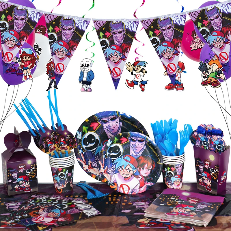 Cartoon-FNF-Whitty-Birthday-Party-Decoration-Supplies-Tableware-Paper ...