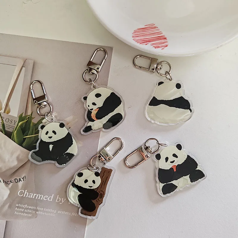 2pc-Cute-Acrylic-Cartoon-Panda-Keychain-Key-Chain-Car-KeyRing-Bag ...