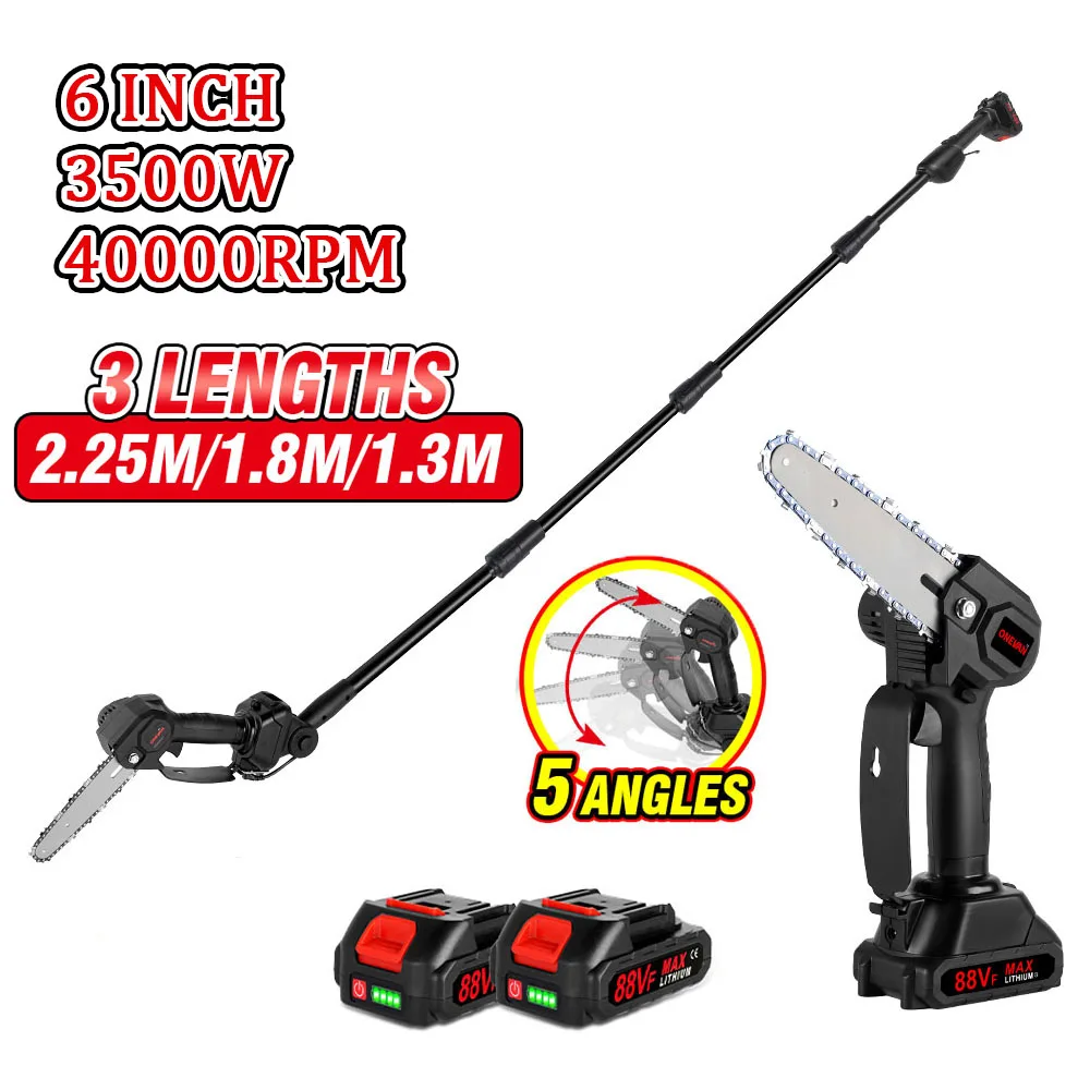 2-25m-Telescoping-Pole-Electric-Chainsaw-with-2-Battery-Cordless-Garden ...