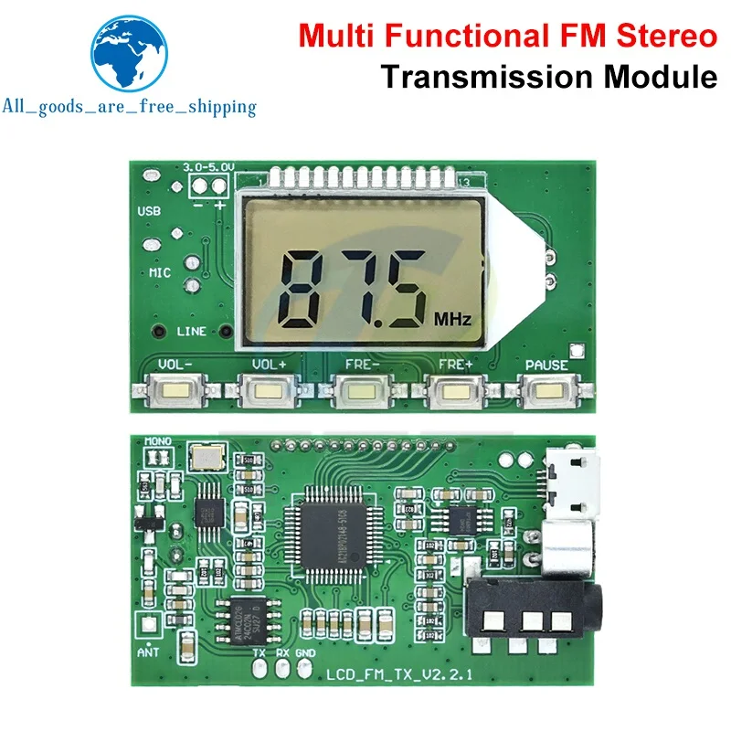 1/3 Uds módulo transmisor FM transmisor Digital estéreo FM micrófono ...