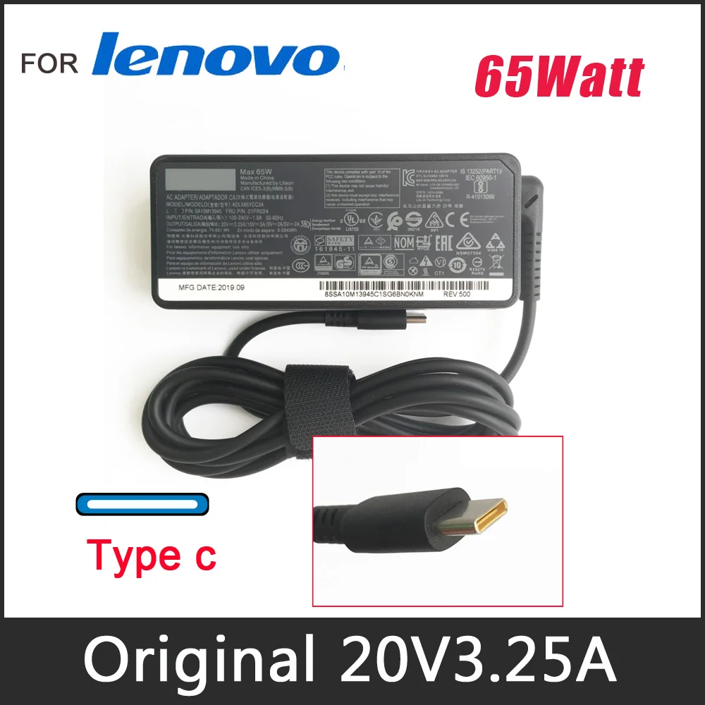 Original 65W USB C Laptop Charger for Lenovo ThinkPad X1 Carbon T470s ...