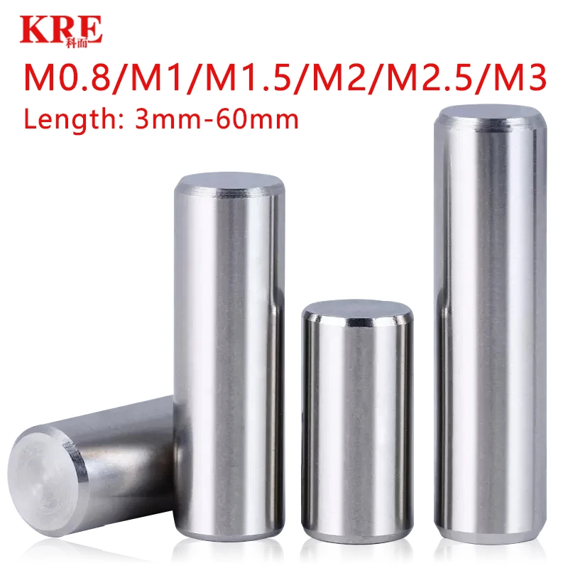 Kre 100pcs M0.8 M1 M1.5 M2 M2.5 M3 Dowel 304 Stainless Steel Solid ...