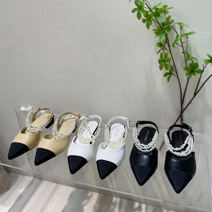Cover Toe Shoes Woman 2026 Female Slippers String Bead Loafers Thin ...