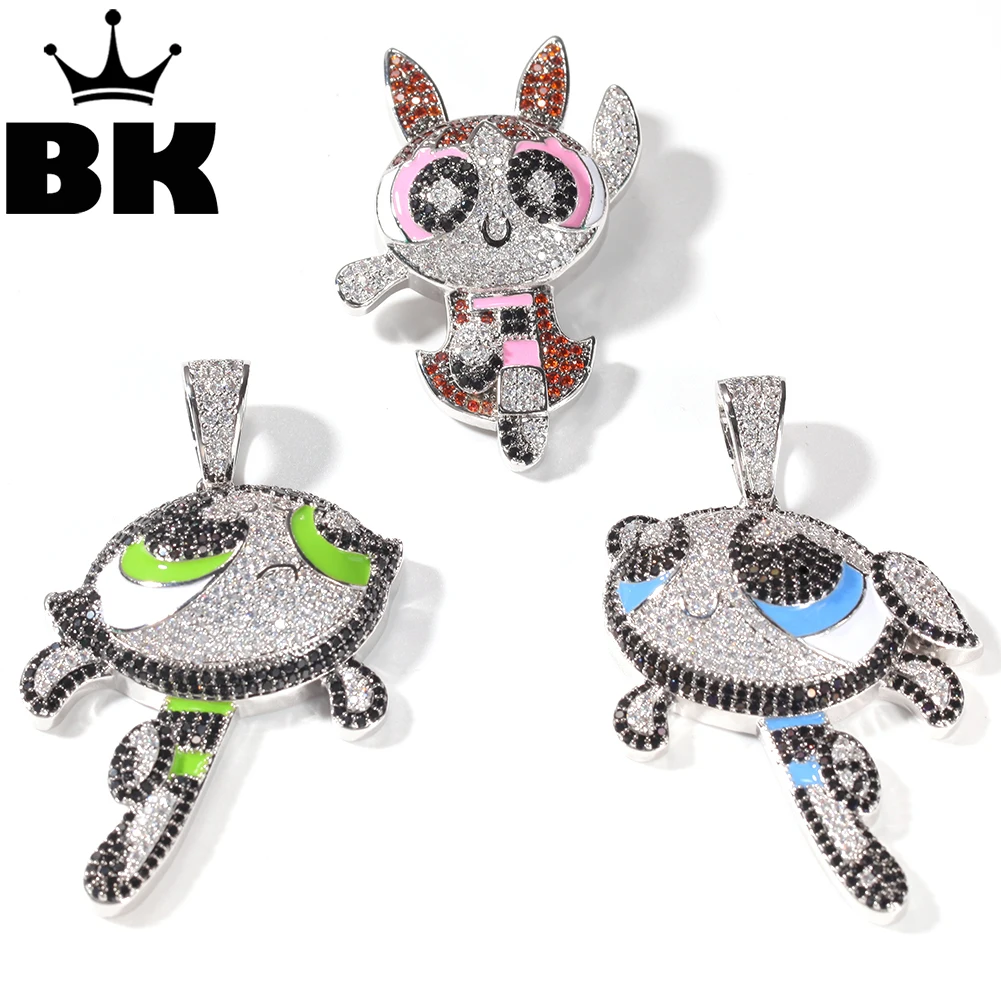 THE-BLING-KING-Iced-Out-Cartoon-Character-Pendant-Necklace-Micro-Paved ...