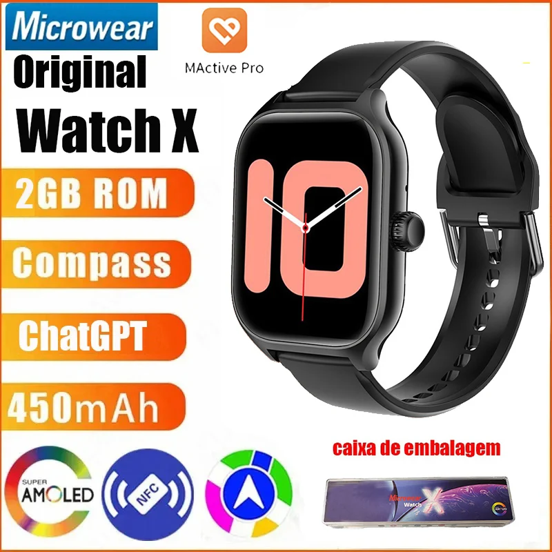 Microwear-X-AMOLED-Smart-Watch-para-homens-e-mulheres-1GB-45mm-2-09 ...