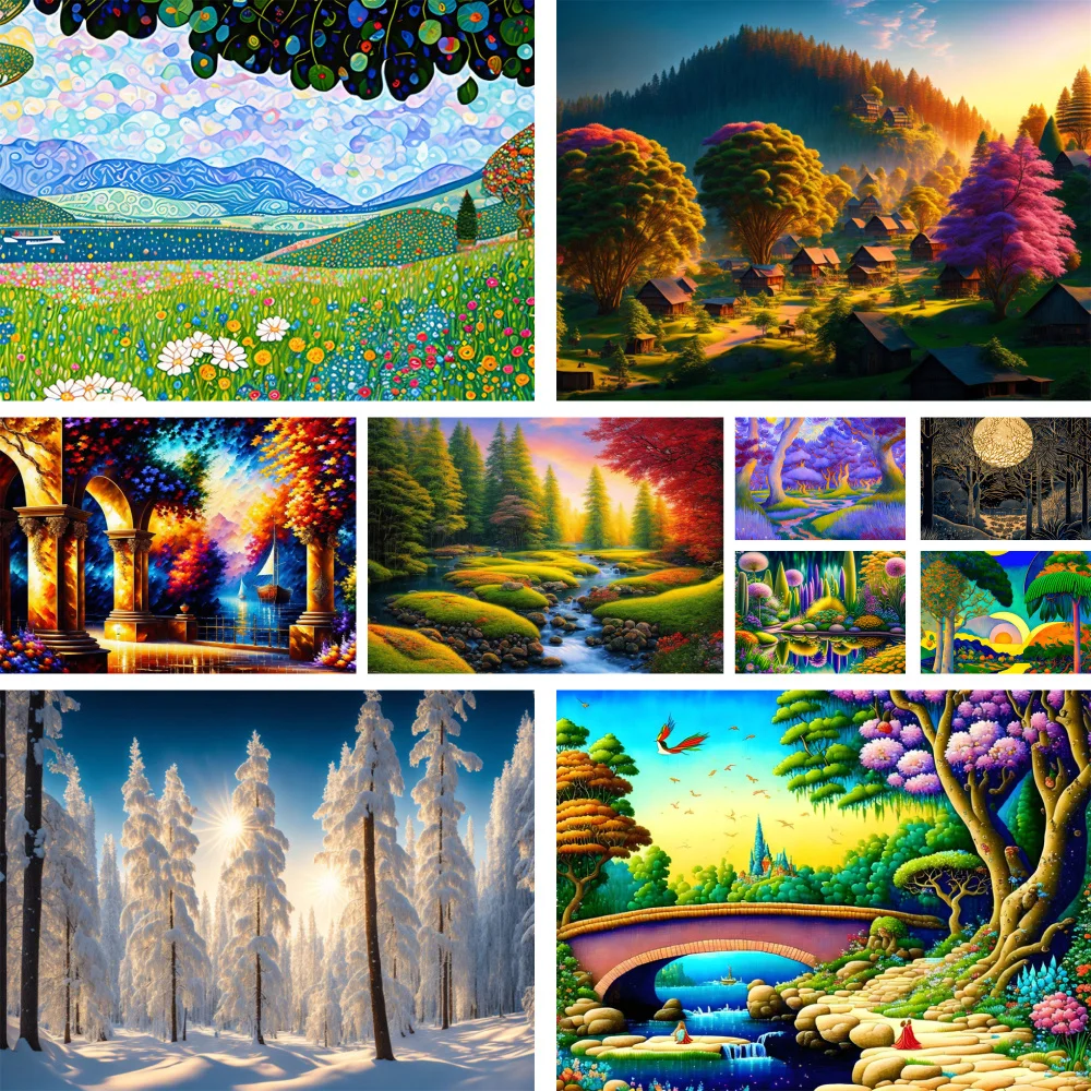 Landscape-Cartoon-Nature-DIY-Painting-By-Numbers-Set-Oil-Paints-50-70 ...