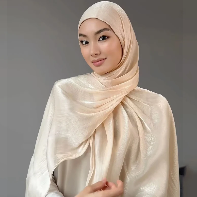 New-Solid-Color-Glitter-Hijabs-2pcs-with-Undercap-Muslim-Ladies-Soft ...