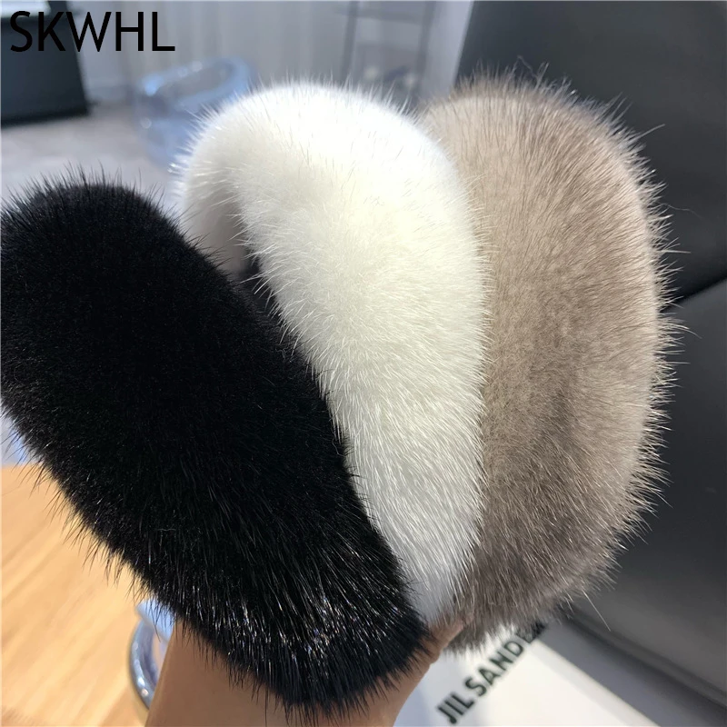 2023 Hot Sale New Women's Luxury Winter 100% Mink Fur Headband High ...