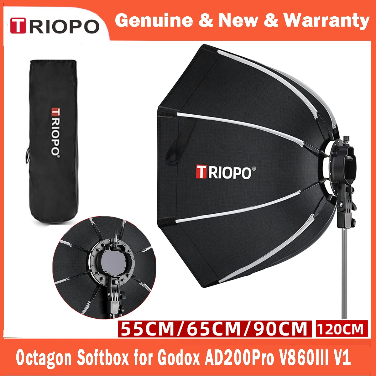 TRIOPO 55cm 65cm 90cm 120cm Foldable Octagon Softbox dobrável octógono ...