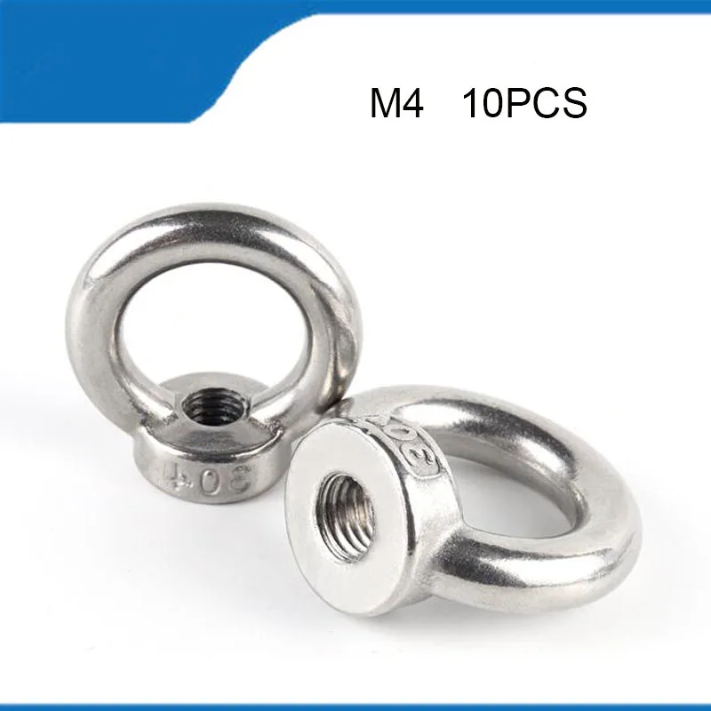 Free Shipping 10pcs M4 Lifting Eye Nuts M4 Nuts 304 Stainless Steel ...