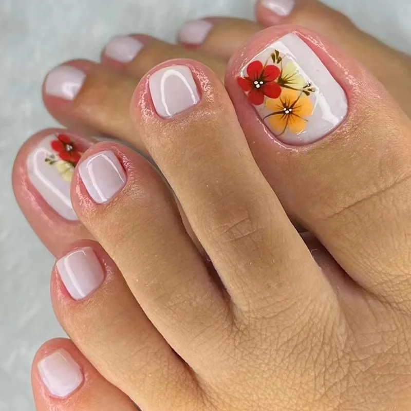 Simple Toenail Flower Designs