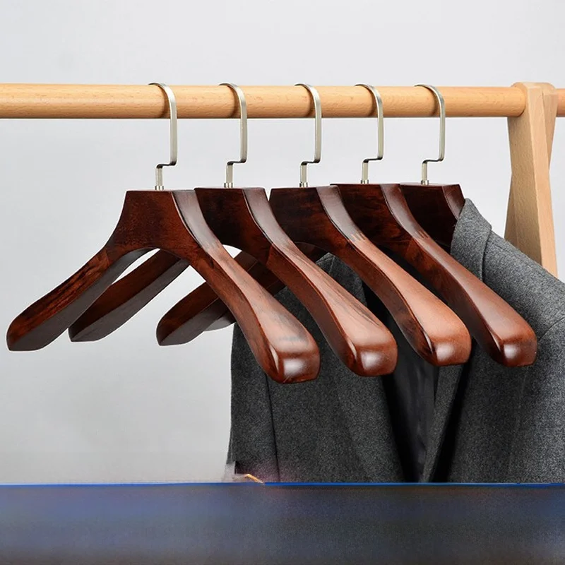 New Wide Shoulder Seamless Wood Clothes Hanger for Home Use Wooden Coat ...