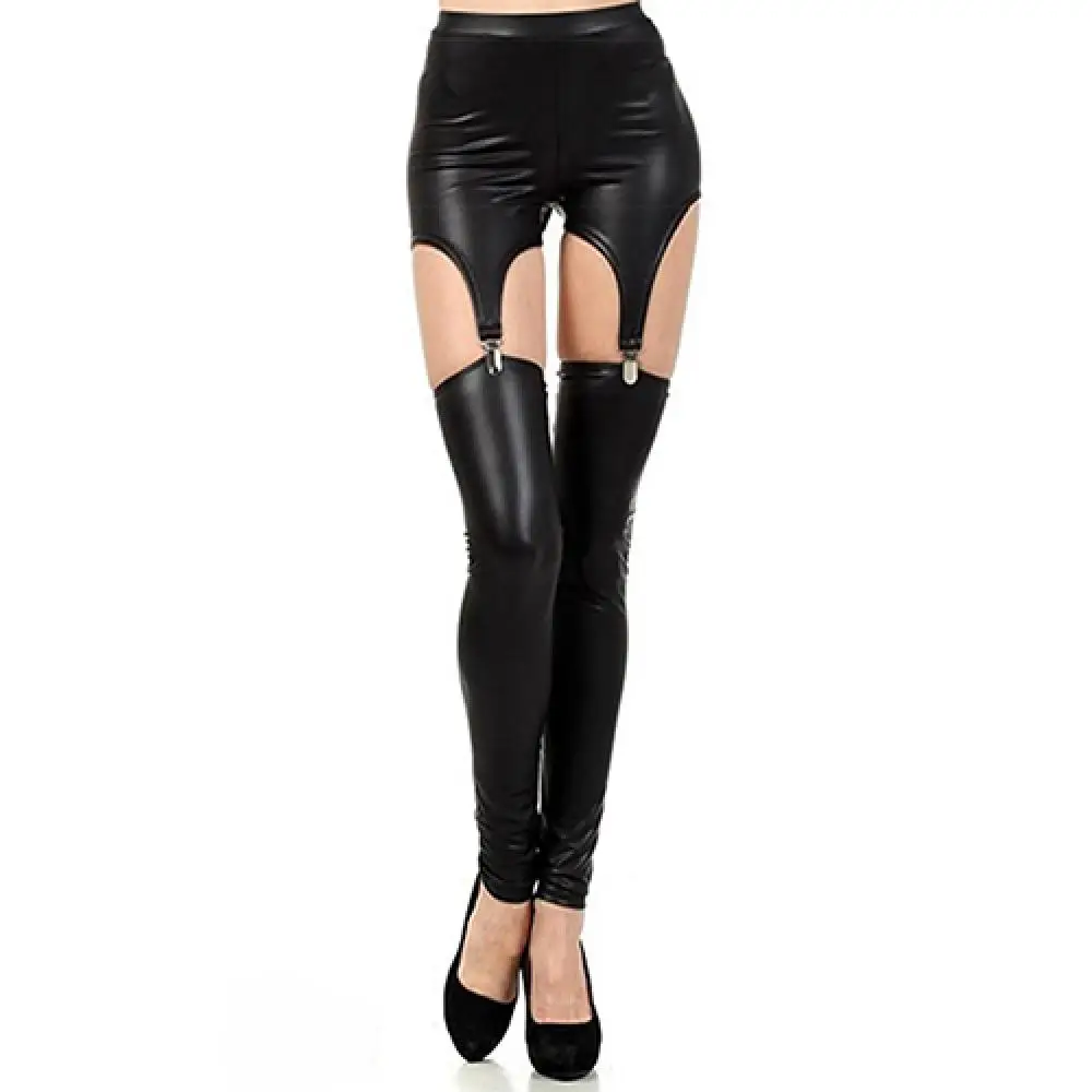 Women-Leggings-Solid-color-Fashion-Women-Faux-Leather-Tight-Suspender-Leggings-Buckle-Waist ...