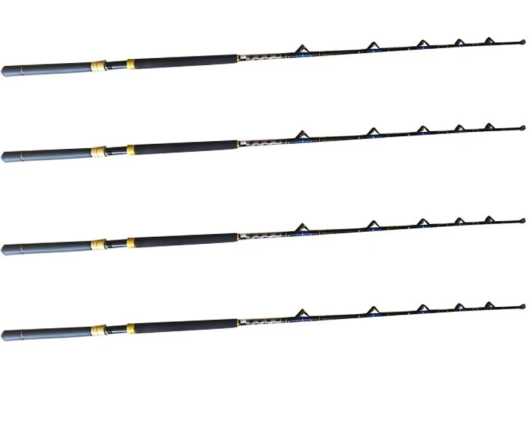 Deep-sea towing fishing rod solid single-section FRP double-pulley ...