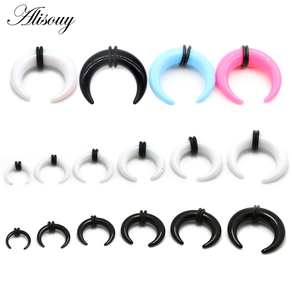 2pcs Acrylic C Sahpe Buffalo Horn Ear Pincher Septum Rings Piercing ...