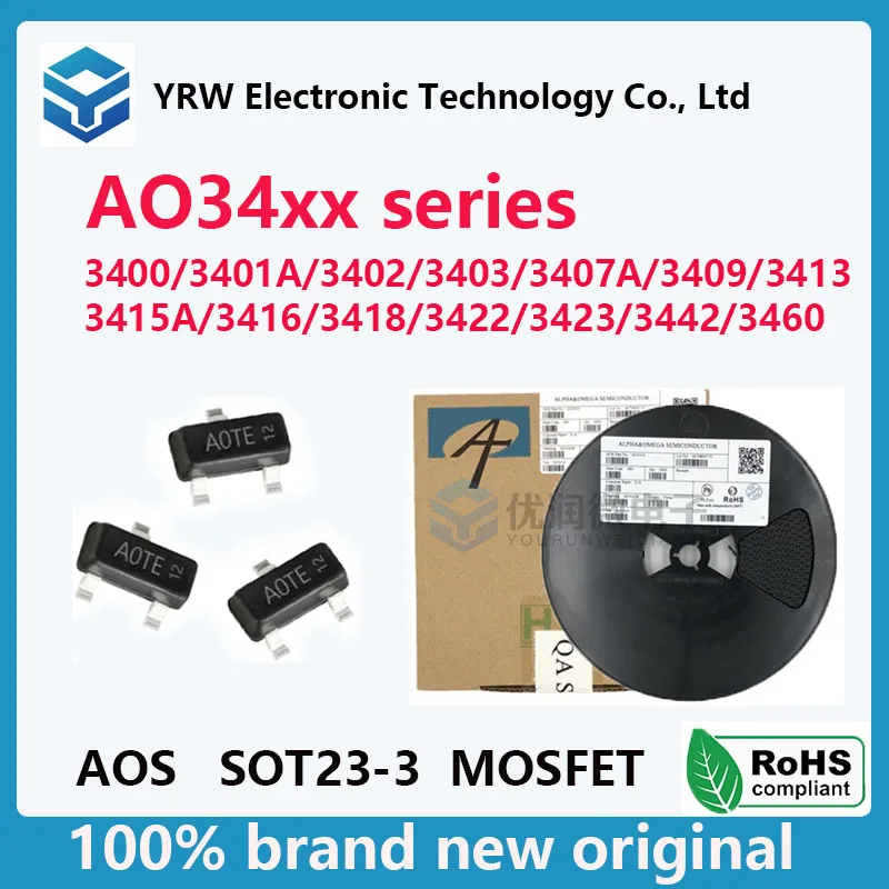 100PCS-LOT-MOSFET-AO3400-AO3401-AO3402-AO3403-AO3407-AO3409-AO3413 ...