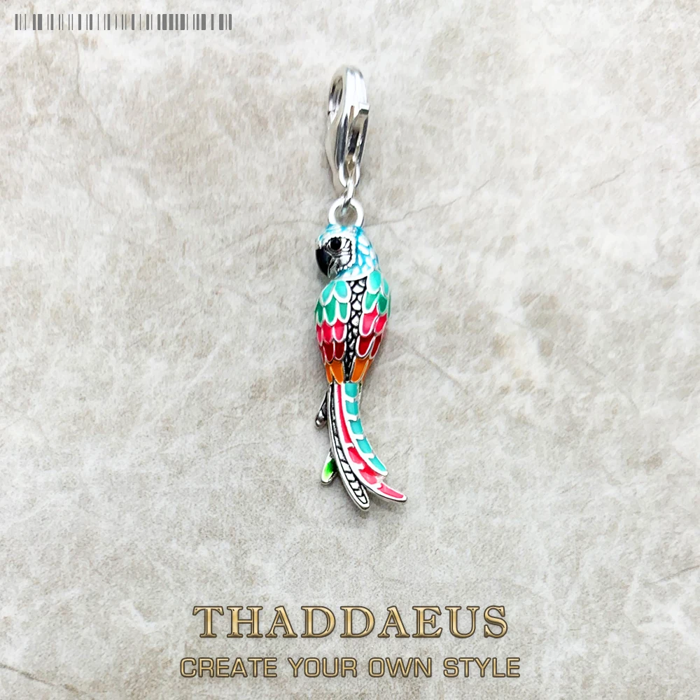 925 Sterling Silver Colorful Parrot Pendant Charm 2019 Summer Fashion ...