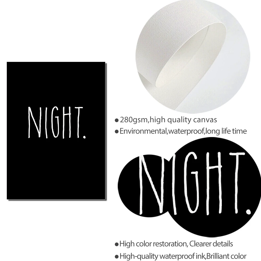 The Word Night In Black And White