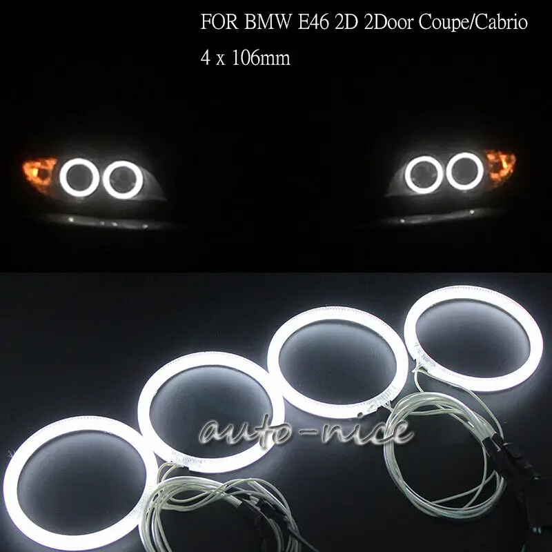 For BMW E46 2D Coupe Facelift LED Angel Eye Halo Ring Light Cotton ...