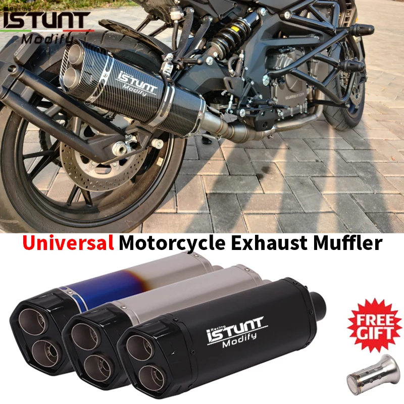 Universal Motorcycle 51MM Exhaust Muffler Escape Moto Scooter Exhaust ...