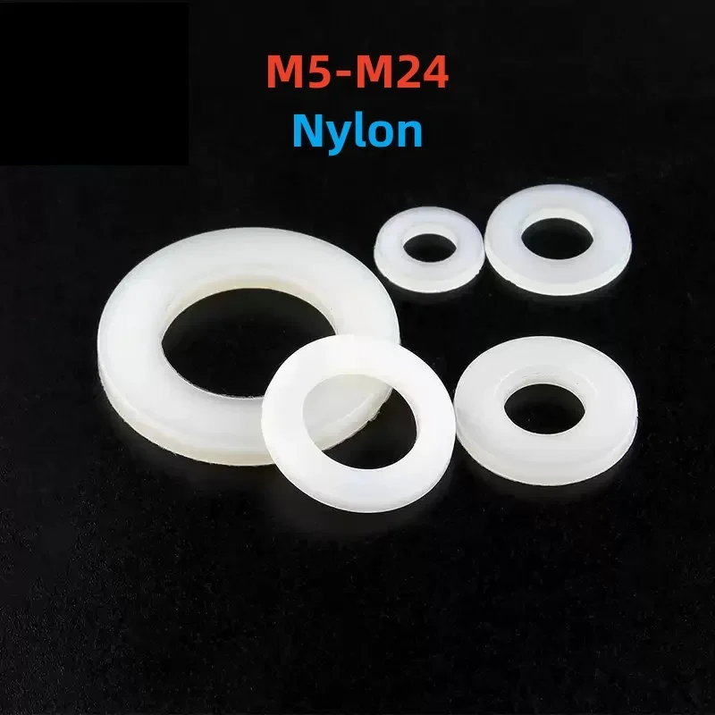 White Plastic Nylon Flat Washer M5 M6 M8 M10 M12-M24 Plastic Insulation ...