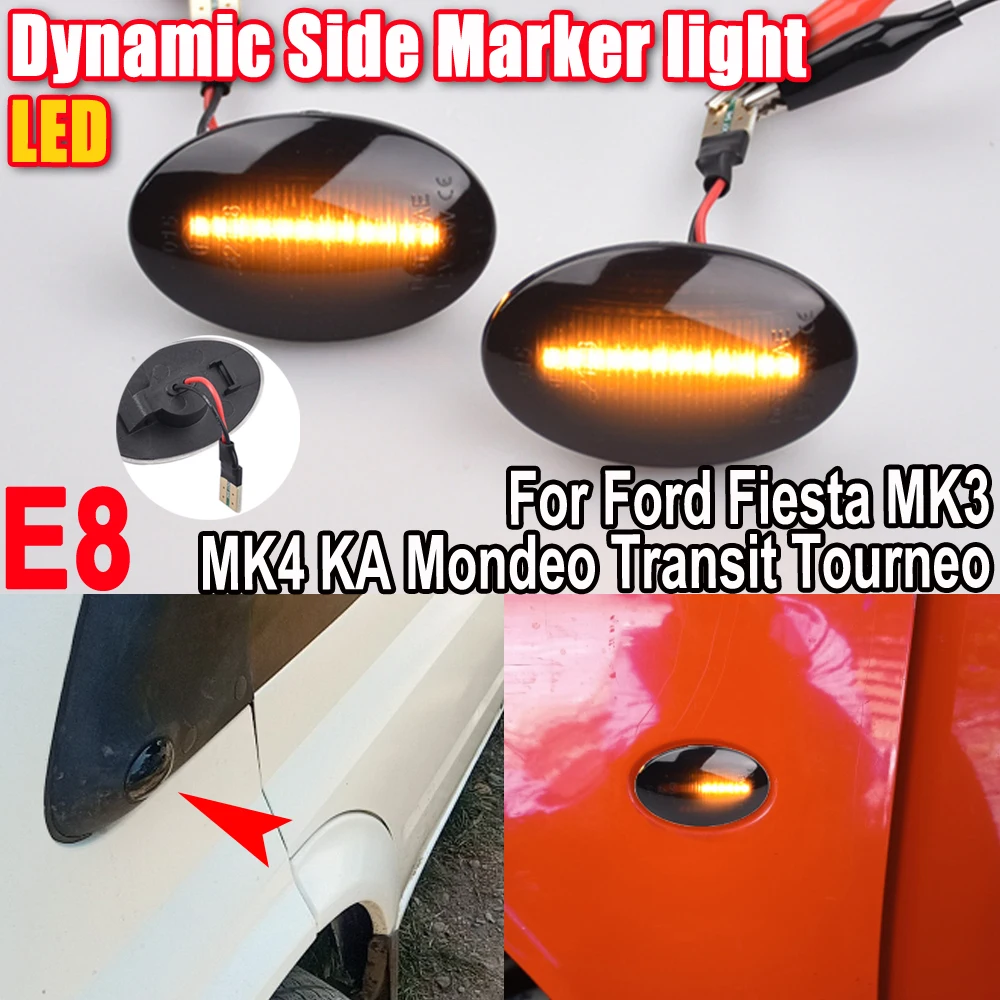 2x Dynamic LED Flowing Turn Signal Lamp Side Marker Indicator Light For ...