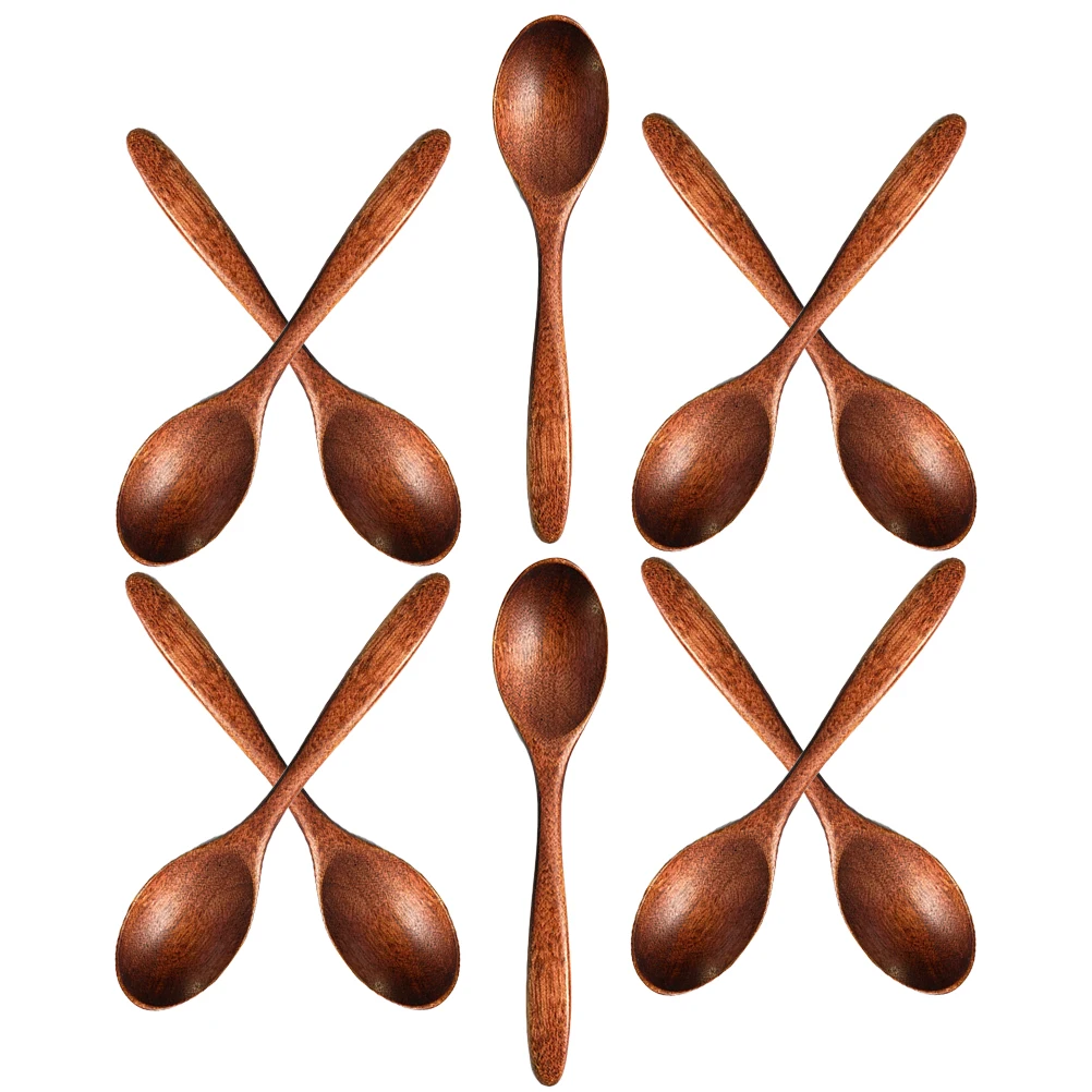 10pcs Wooden Spoons Set Small Portable For Kitchen Spice Salt Sugar ...