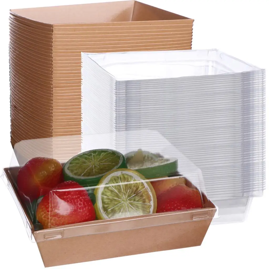 Boîte en papier kraft transparent, récipient alimentaire avec grands ...