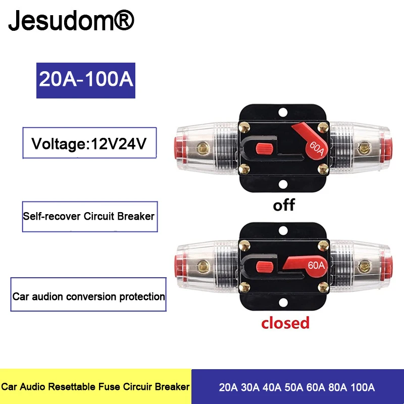 20A 30A 40A 50A 60A 80A 100A Circuit Breaker 12V 24V DC Car Truck Audio ...