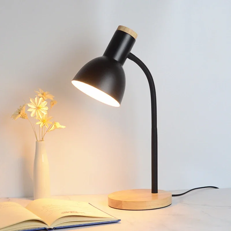 Creative-Wooden-Art-Iron-LED-Hose-Folding-Nordic-Desk-Lamp-Eye ...