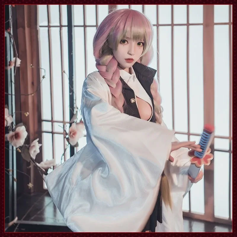 Anime Cosplay Costume Kimetsu no Yaiba Kanroji Mitsuri Kimono Cape Mask ...