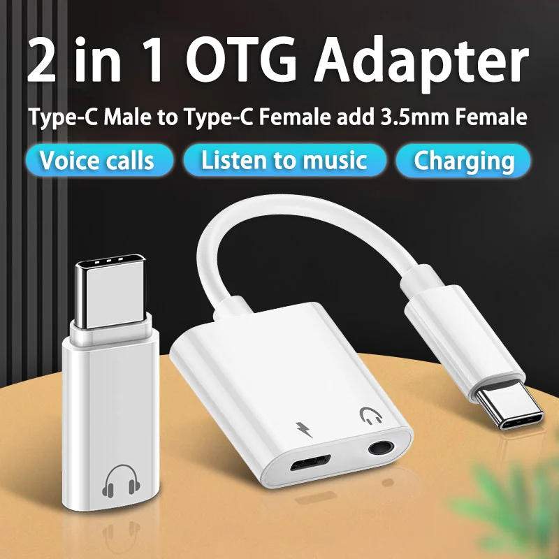 Kebiss 2 In 1 Splitter AUX Cable OTG Adapter For Samsung Xiaomi Redmi ...