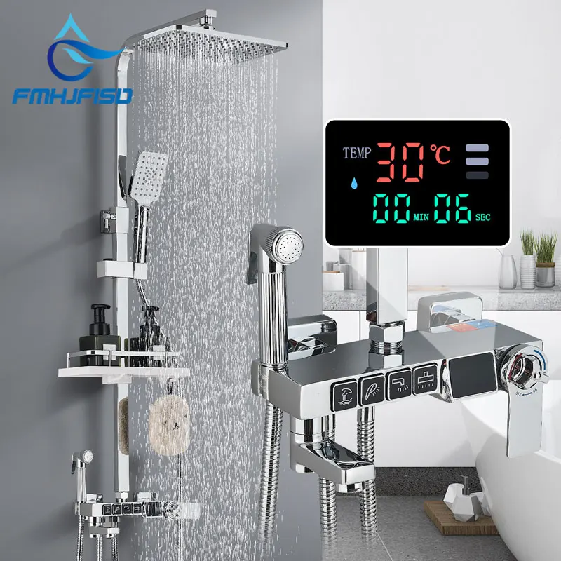 Thermostatic-Shower-Faucet-Shower-Set-4-Ways-With-Bidet-Rain-Waterfall ...