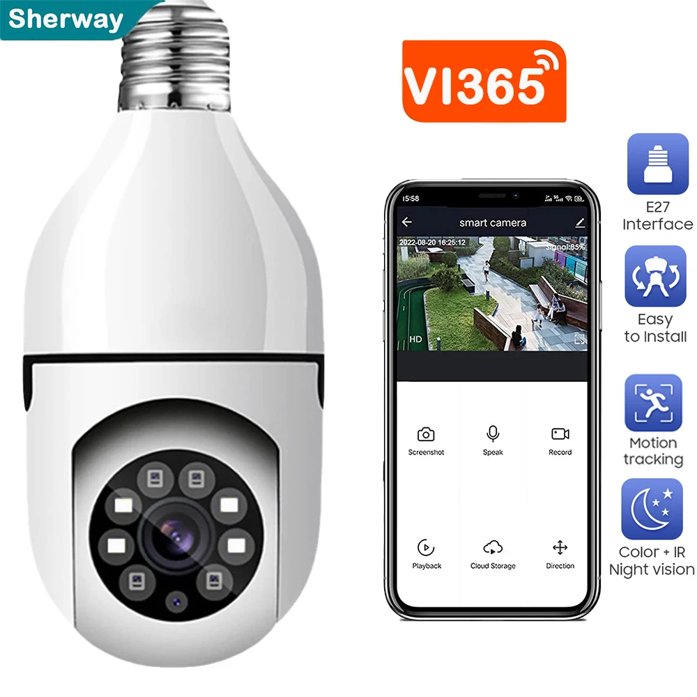 360 ° Bulb Camera Full HD 1080P 2.4GHz WiFi Com Câmera de Vídeo Visão ...
