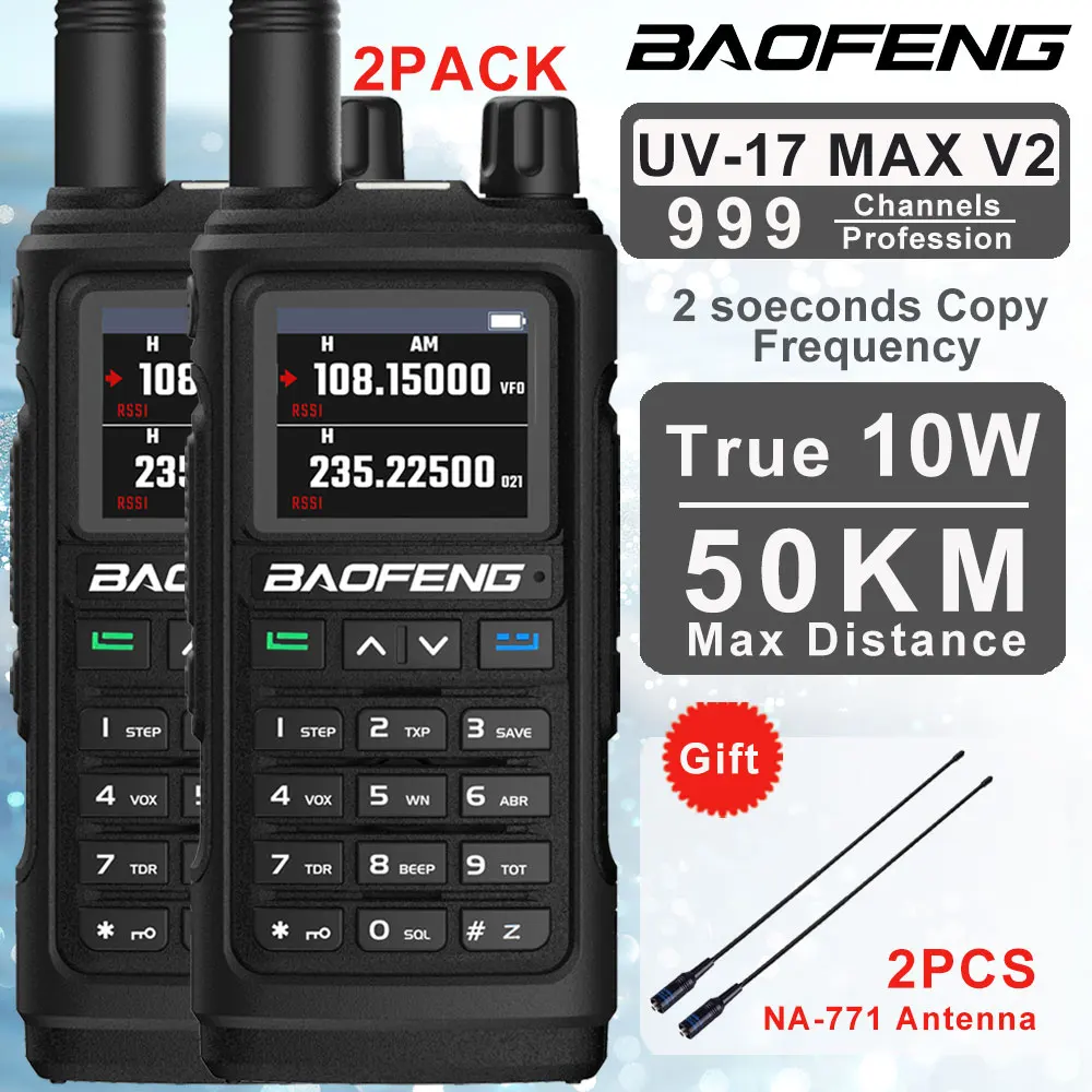 2PCS-Baofeng-UV17-MAX-Copy-Frequency-Walkie-Talkie-10W-Long-Range ...