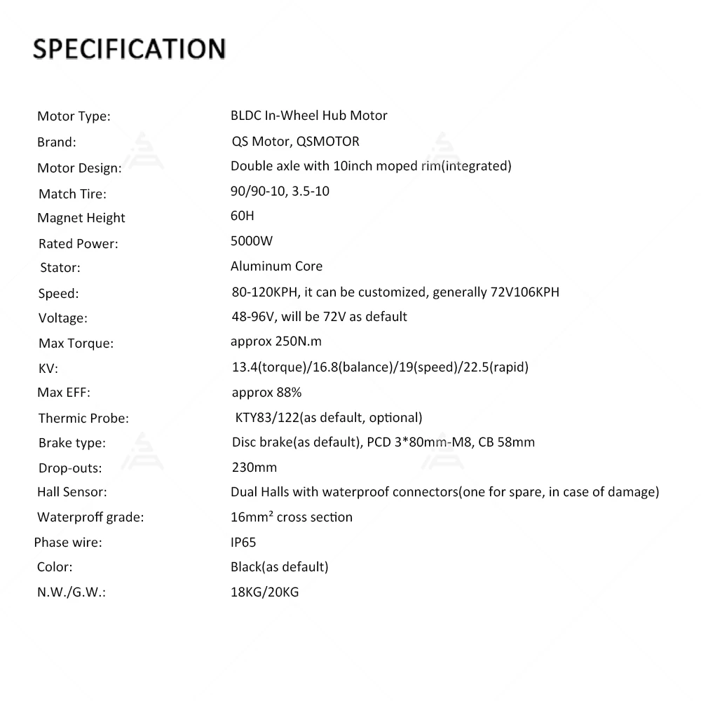 New QSMOTOR QS212 10*2.15inch 5000W 60H V4 72V Brushless Electric Hub ...