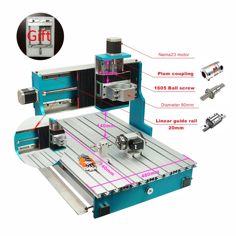 6040L CNC Engraving Apparatus Frame Square Line Rail Track 4th Axis DIY ...