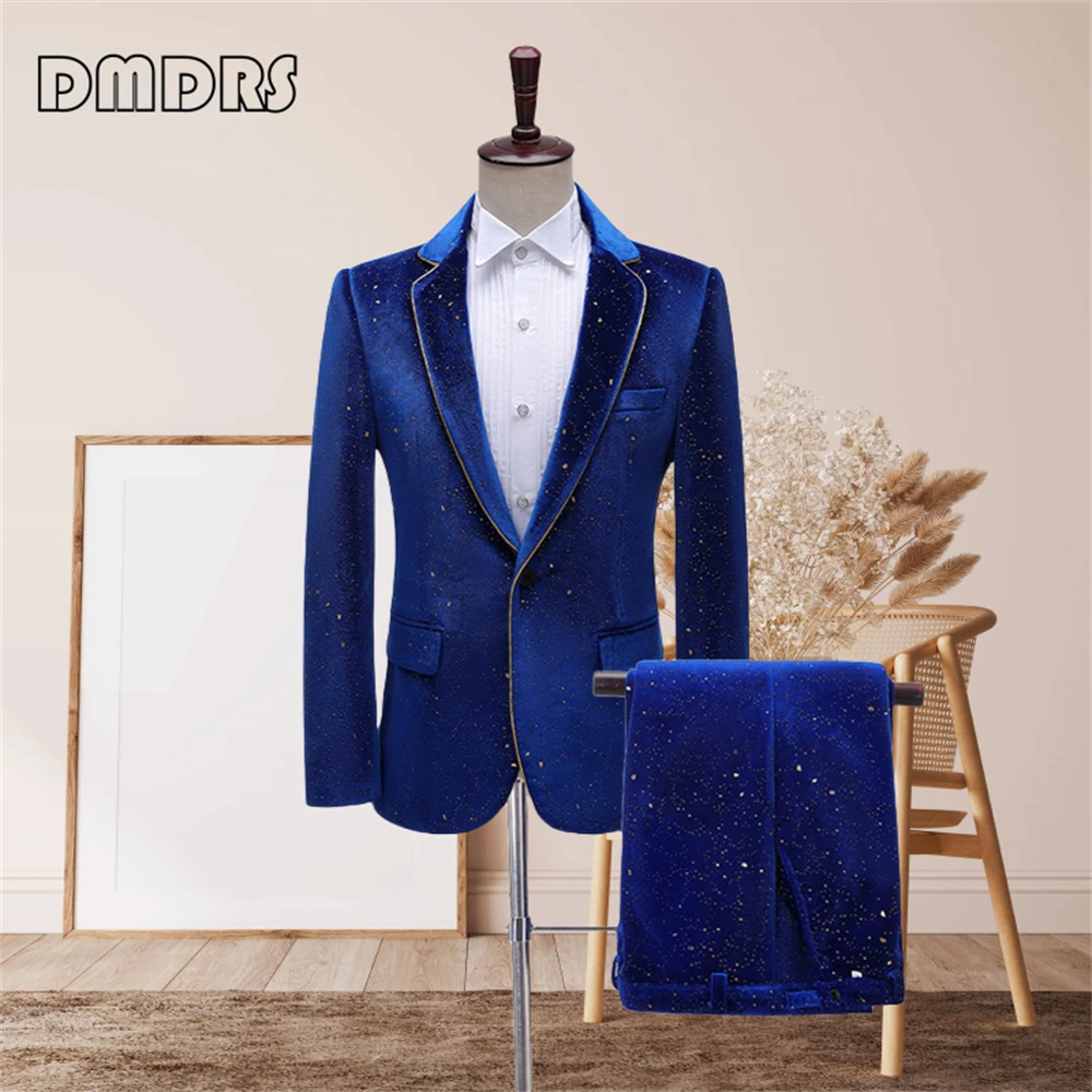 Film-Studio-Men-s-Stage-Performance-Dress-Flat-Velvet-Gold-Stamped-Prom ...