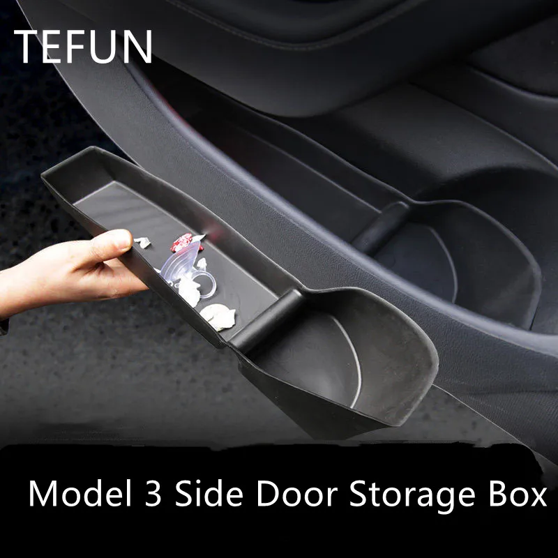 For Tesla Model 3 Y Door Storage Organizer Tray Tpe Waterproof Interior ...