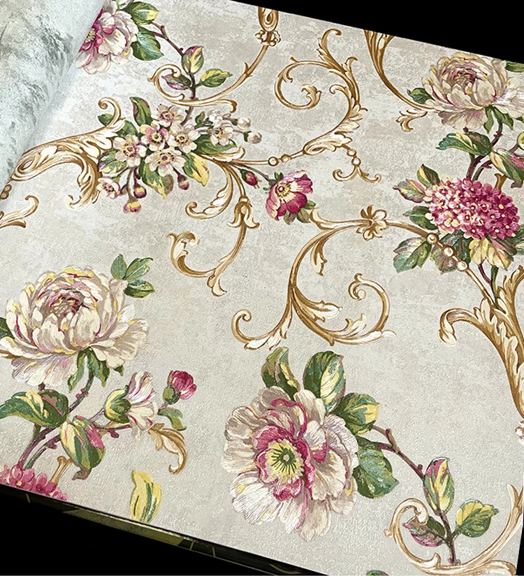 อเมริกัน Vintage Vintage Vine Floral Wall Papers การตกแต่งบ้าน Pvc 3d ...