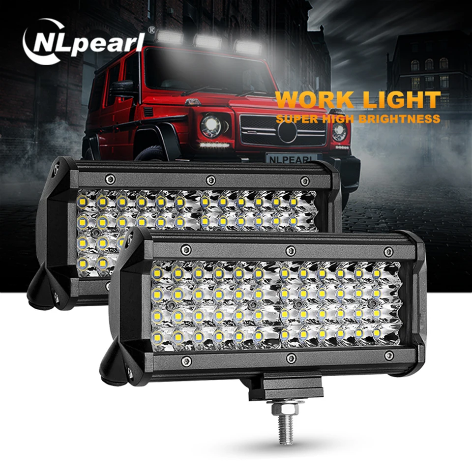 Nlpearl 4" 7" 72w 144w Led Work Light Bar For Tractors 6000k Spotlight ...