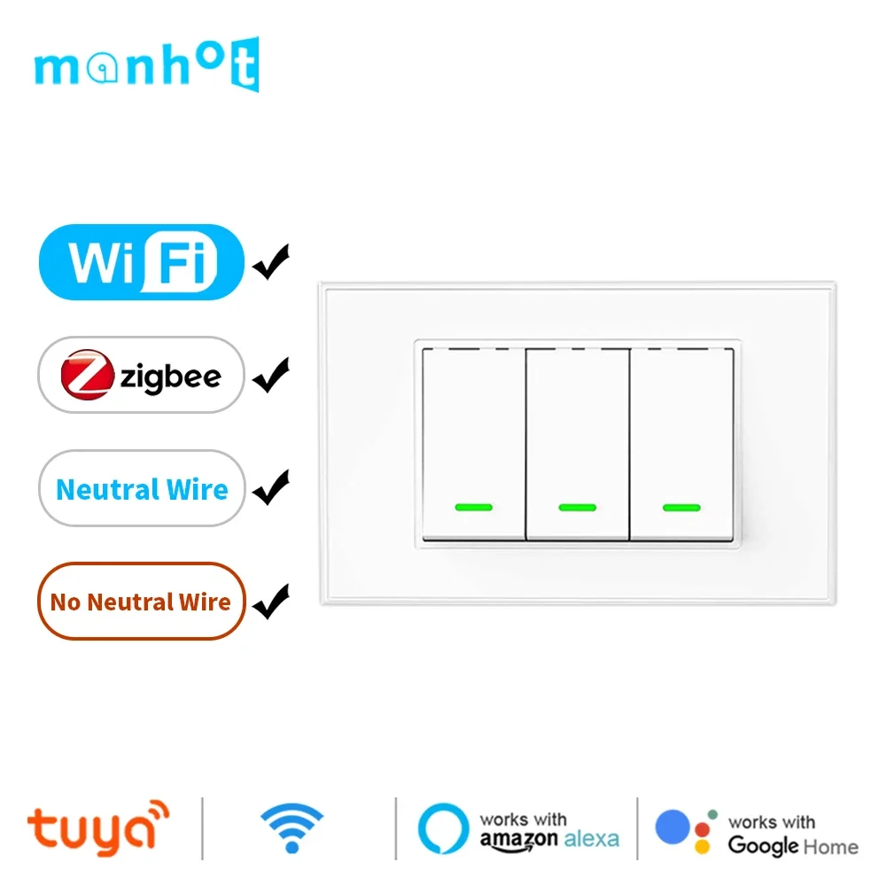 Smart Life WiFi/Zigbee Light Switch No Neutral Wire &Neutral Wire US ...