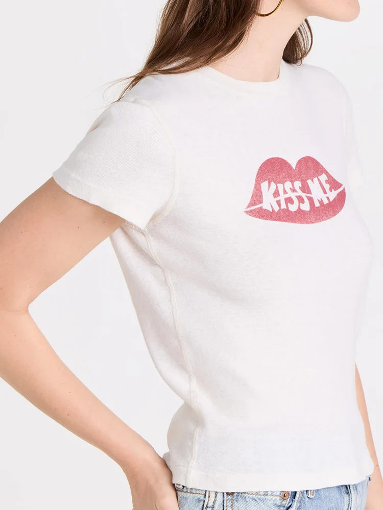 Jyate 90s Bebê T Me Beijo Camisa Feminina Verão Doce Bonito Sem Mangas